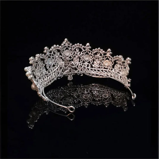 T-3854 Luxury Crystal and Pearl Wedding Tiara – Ivory & White Store